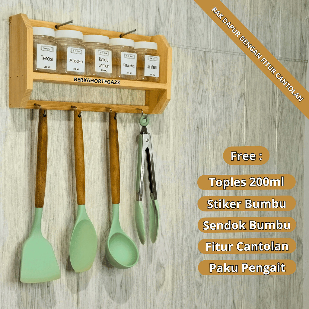 Jual Rak Bumbu Dapur Fitur Cantolan Free 5 Toples Include Sendok Bumbu ...