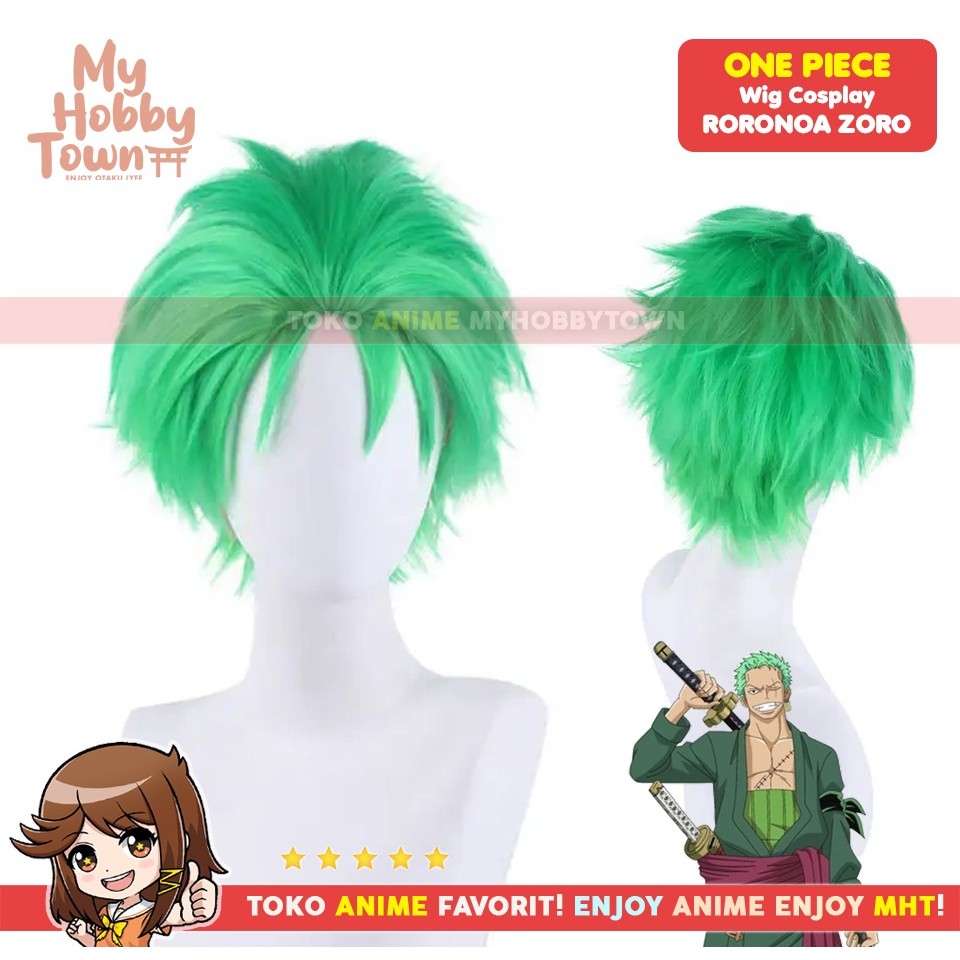 Jual Wig Cosplay Anime Green / Hijau 30 cm - One Piece - Roronoa Zoro ...