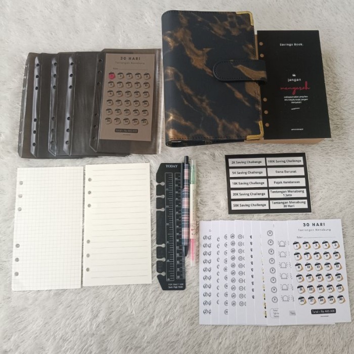 Jual Paket Binder Nabung Keuangan Black Series | Saving Challenge ...