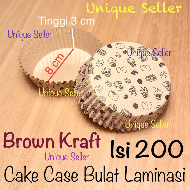 Jual [Isi200] Cake Case Bulat Laminasi 8 cm BROWN KRAFT Anti Minyak ...