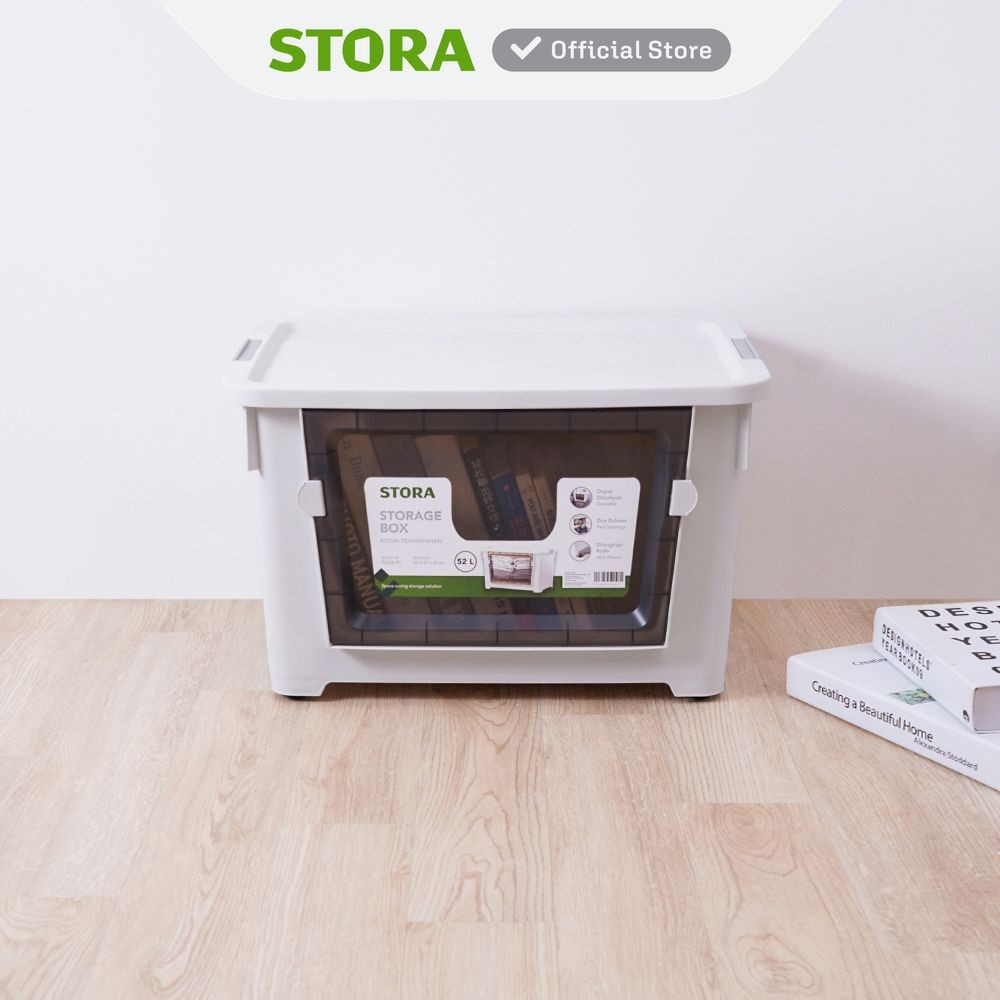 Jual Stora 52X37X33 cm Kotak Penyimpanan Dengan Roda - Putih Container ...