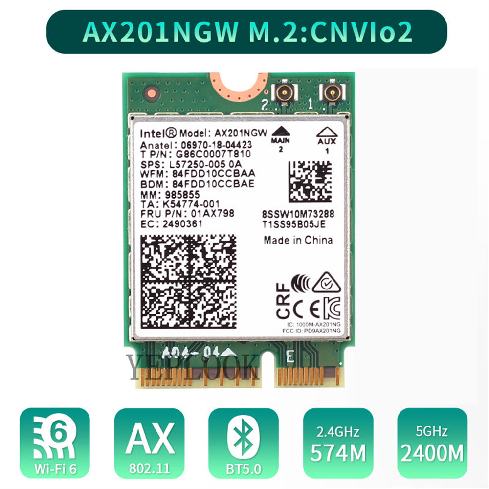 Jual WiFi 6 Wifi Card AX201 AX201NGW 3000Mbps Dual Band 2.4Ghz/5Ghz 2 ...
