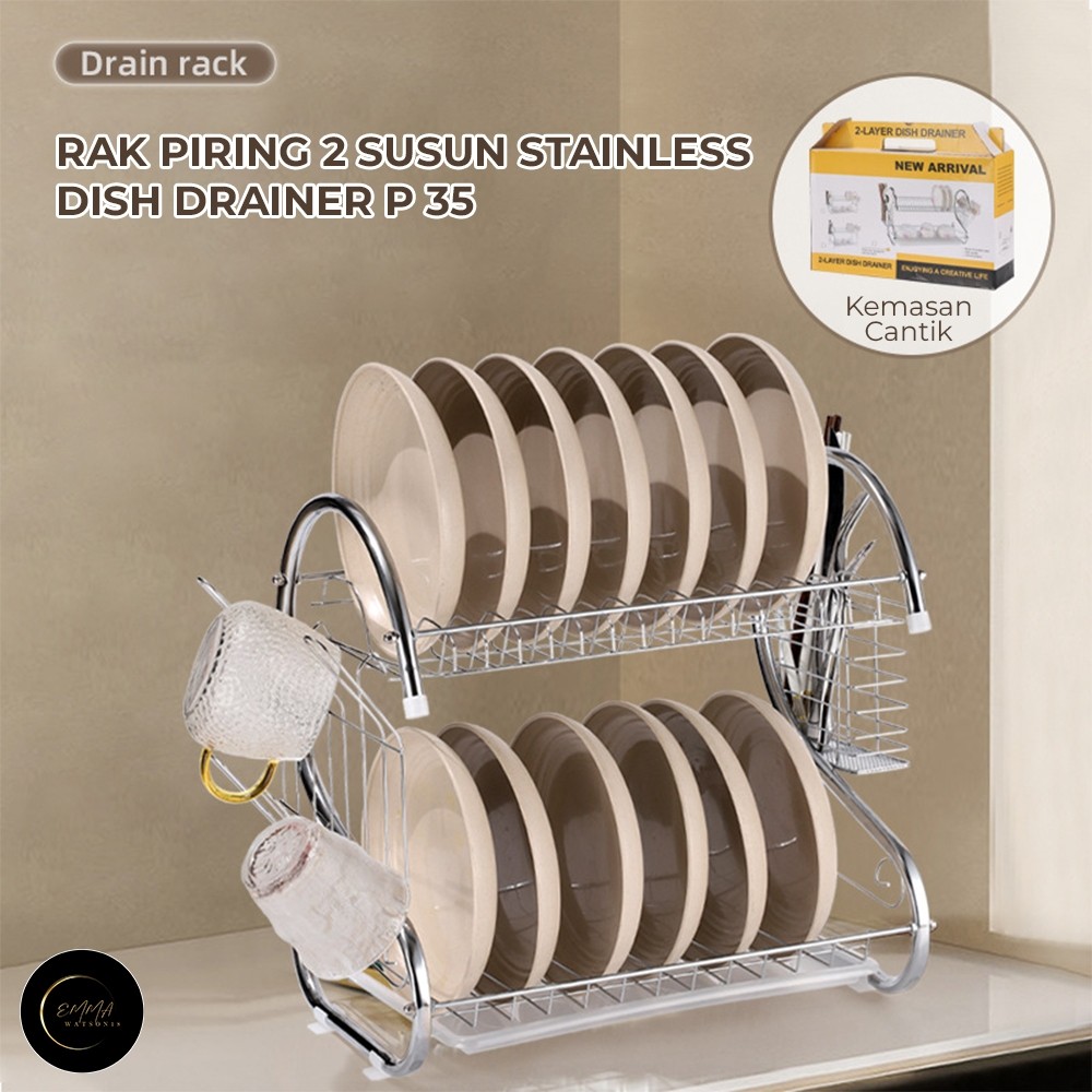 Jual Rak Piring 2 Susun Stainless dish Drainer P35 | Shopee Indonesia