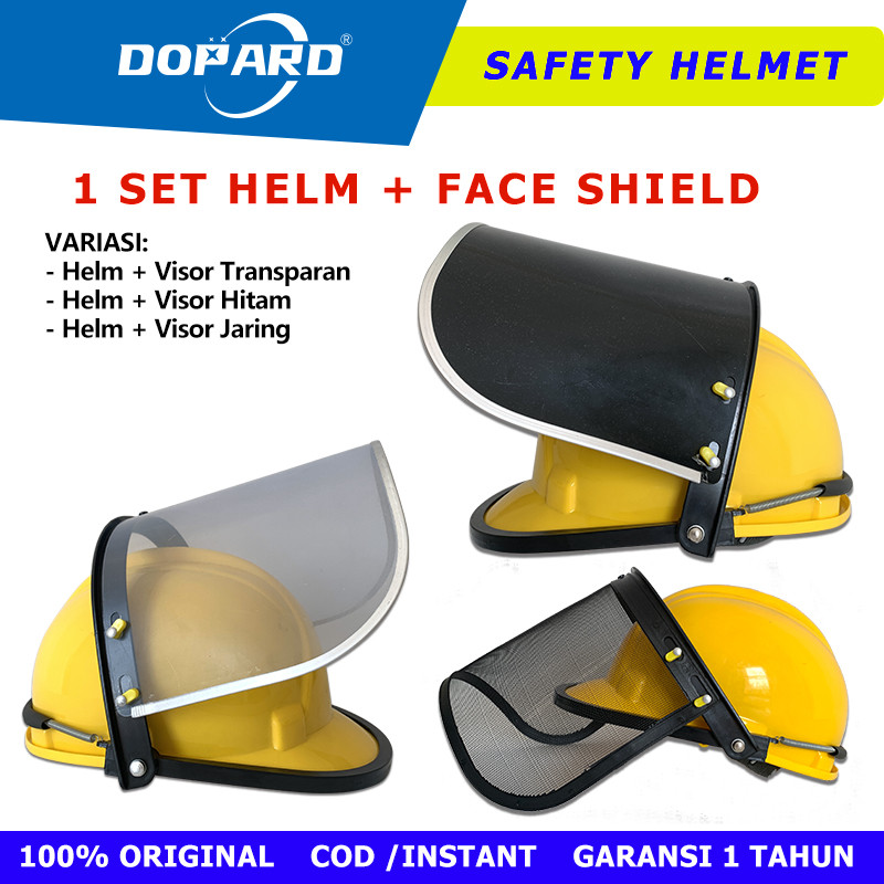 Jual 1 Set Safety Helmet + Face Shield Visor + Bracket Alat Pelindung ...