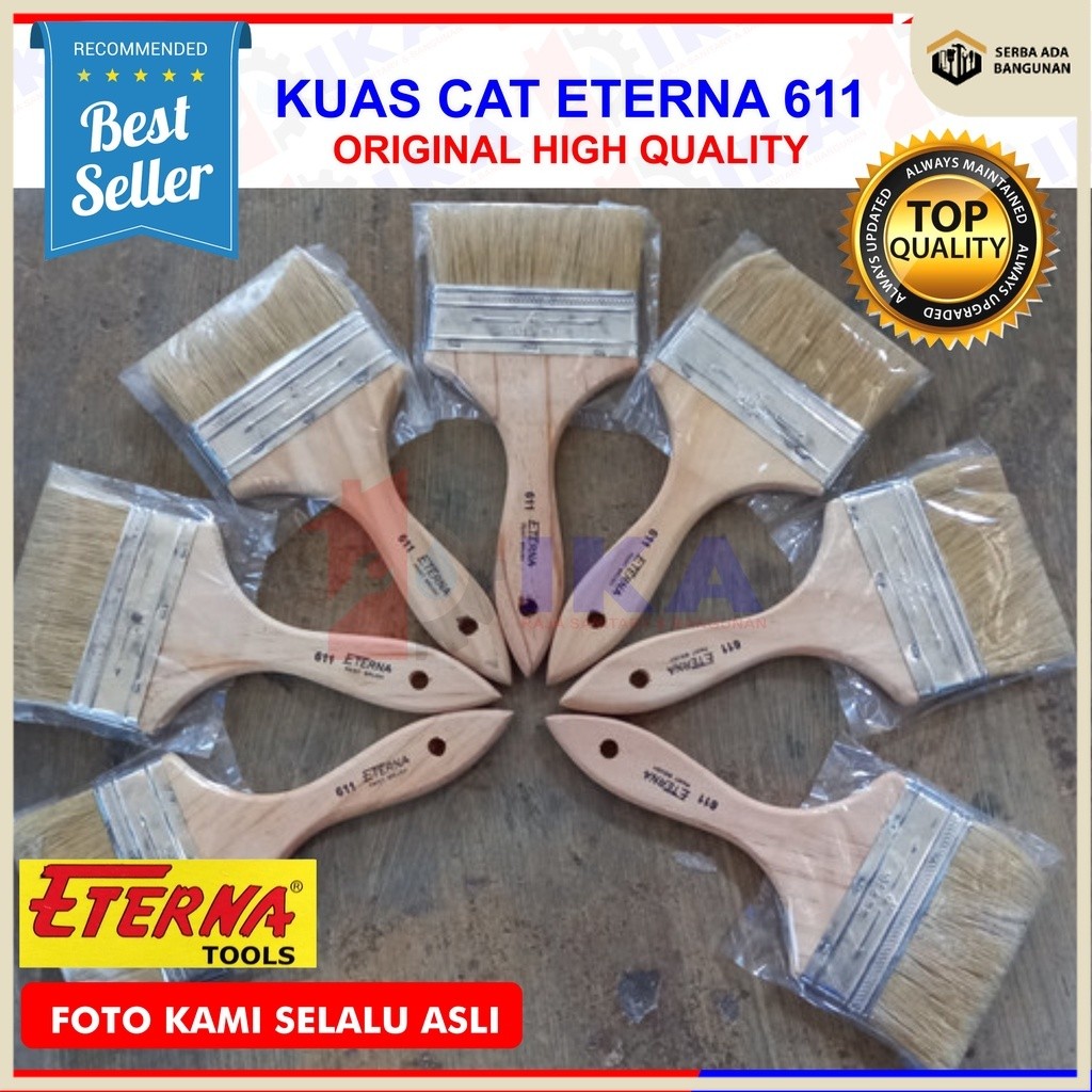 Jual KUAS ETERNA 611 633 ASLI/ CAT TEMBOK BESI KAYU ASLI BULU KUAT ...