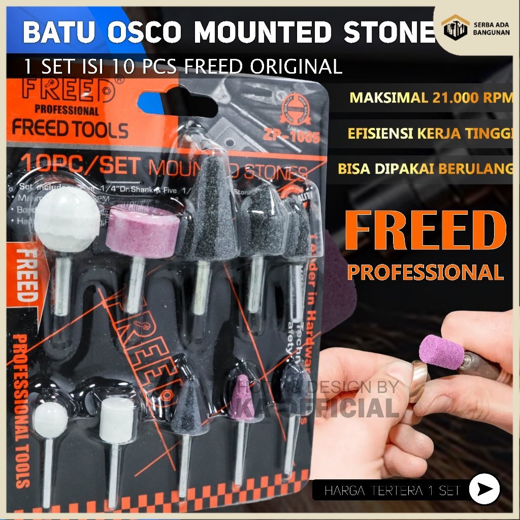 Jual Batu Osco - Mounted Stone 10 pcs Set Gerinda Botol Asah Poles BATU ...