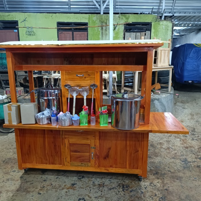 Jual gerobak mie ayam bakso komplit roda troli free ongkir | Shopee ...