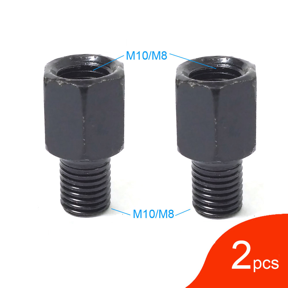 Jual Pair Black Motorcycle Mirror Adapters M10 10MM M8 8MM Rearview ...