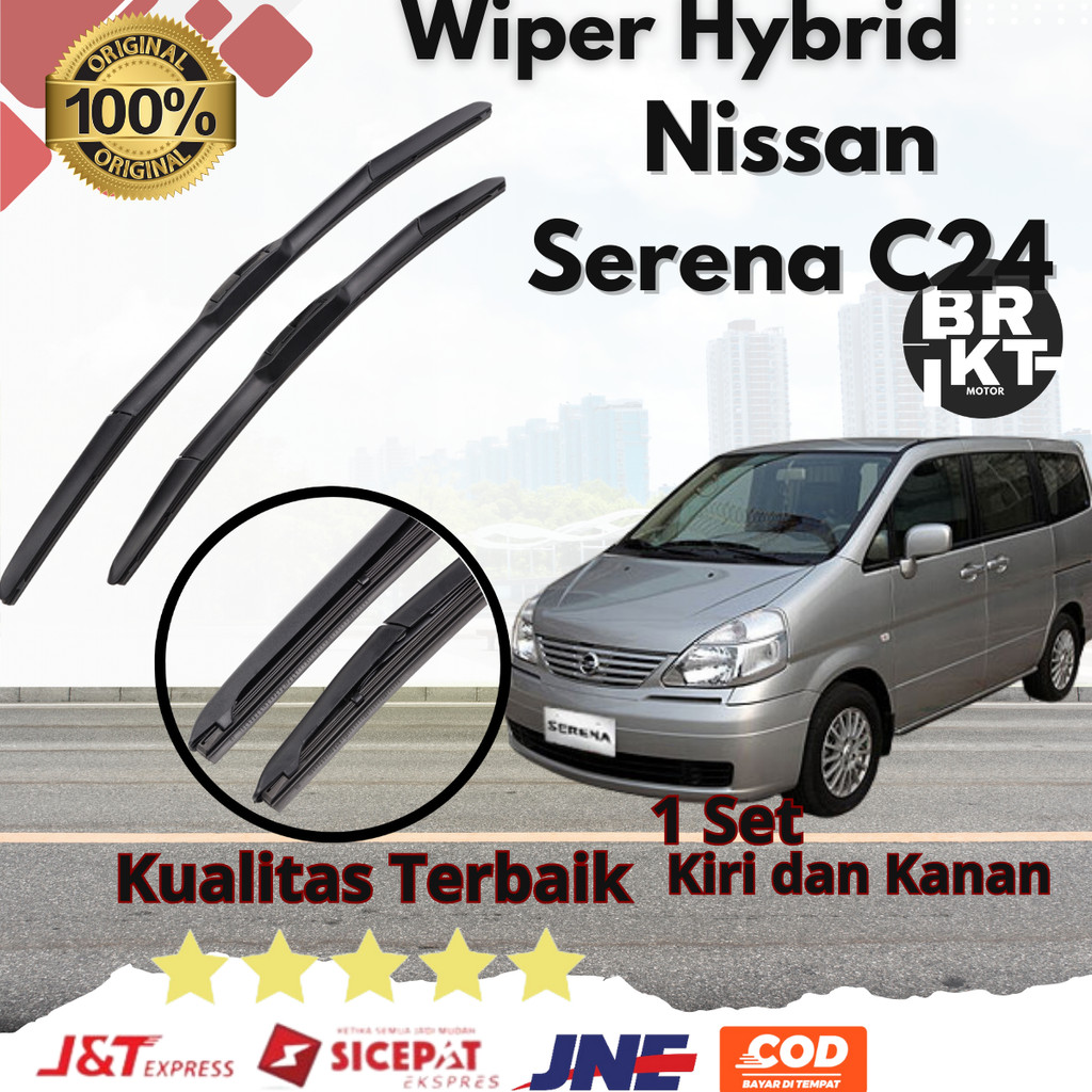Jual Wiper hybrid Nissan Serena C24 / C26 1 Set Kiri dan Kanan Tanpa ...