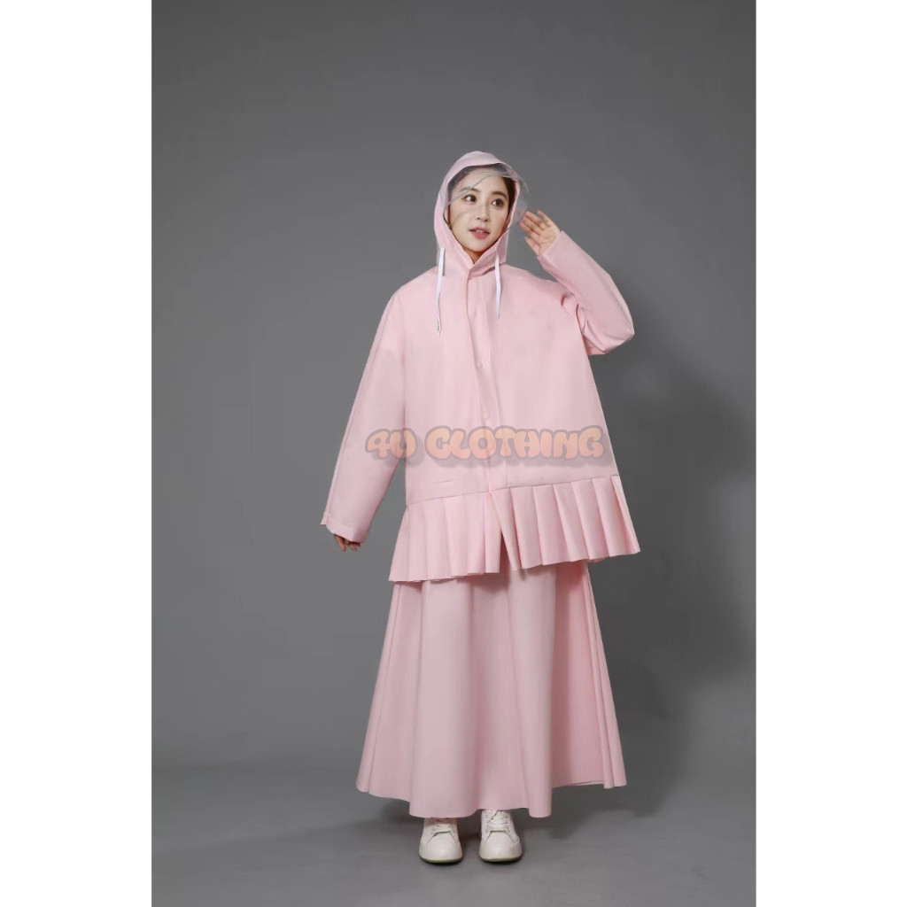Jual Setelan Jas Hujan Rok Wanita Gamis Muslimah / Mantel Setelan Rok ...