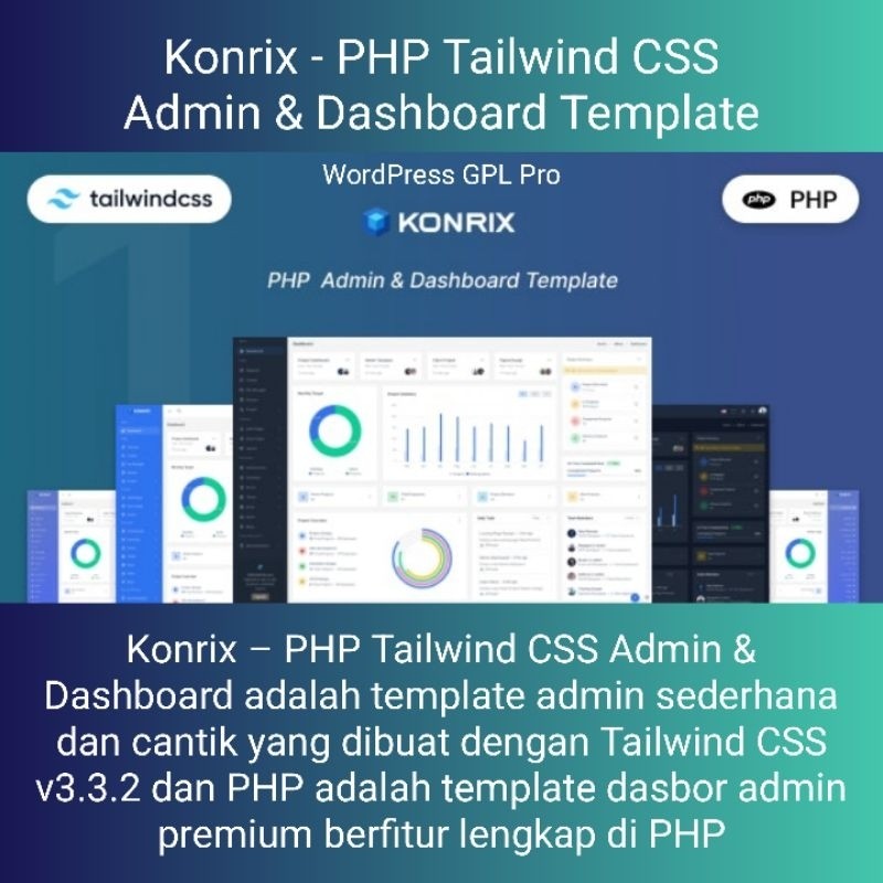 Jual Konrix - PHP Tailwind CSS Admin & Dashboard Template | Shopee Indonesia