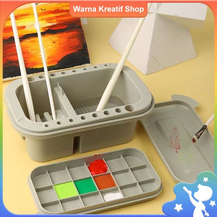 Jual Tempat Cuci Kuas Multifungsi 3-Piece Set dengan Palet, Ember, dan ...
