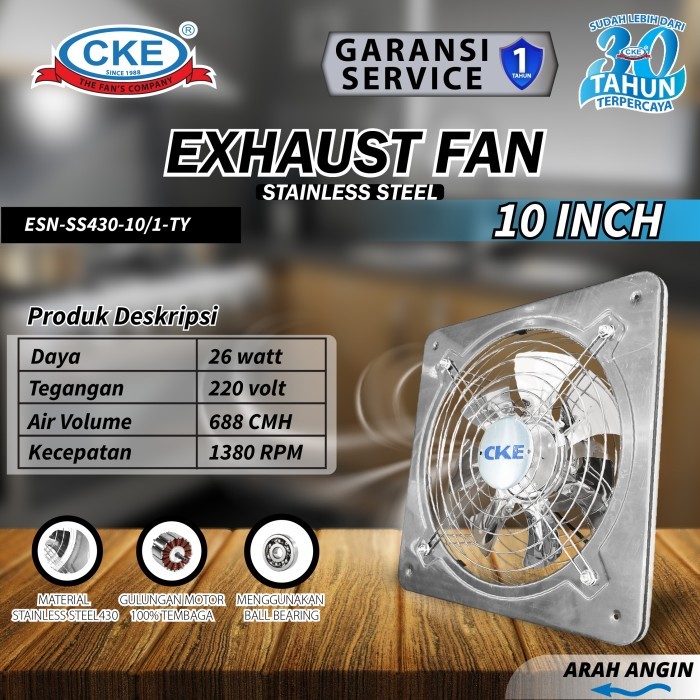 Jual Exhaust Fan Dinding Stainless Steel 10 Inch Kipas Hexos Hisap ...