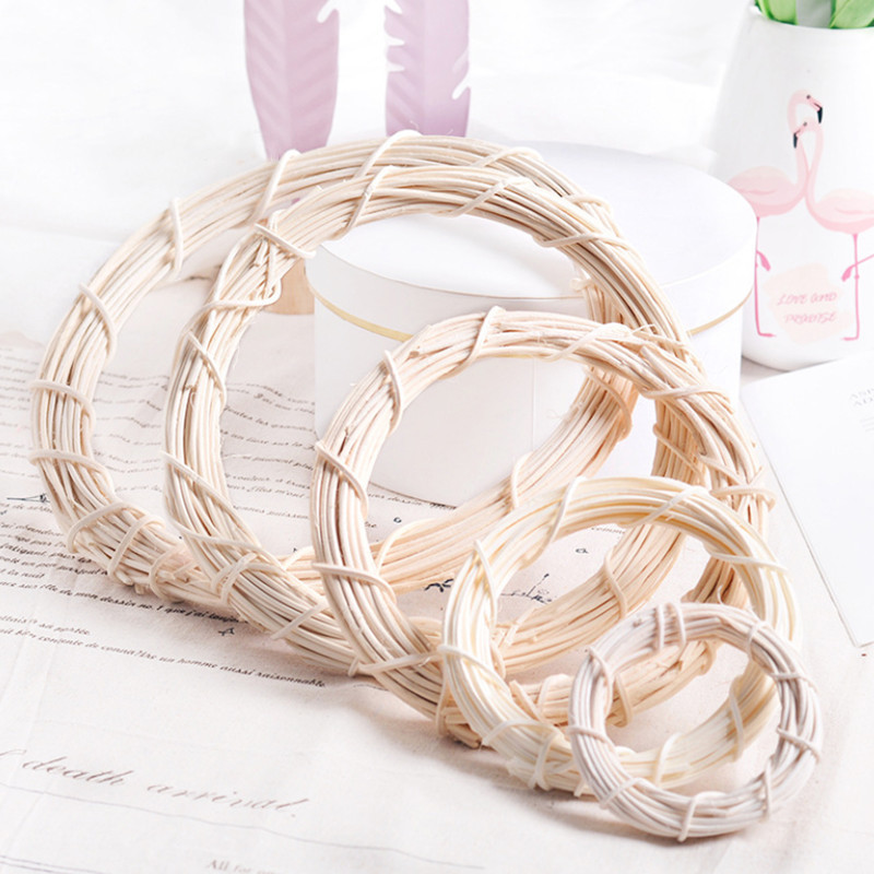 Jual 8-25cm White Rattan Ring Artificial Garland Dried Flower Frame For ...