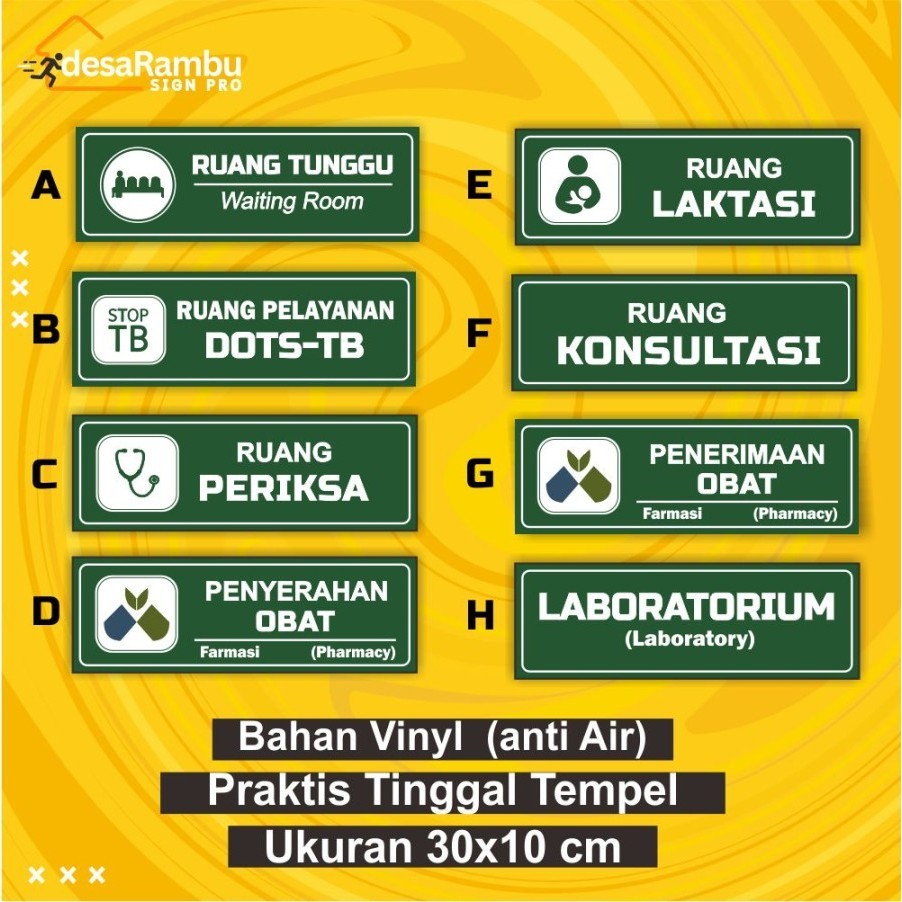 Jual Cetak Stiker Akrilik Rambu Khusus Kesehatan Ukuran 30 cm x 10 cm ...
