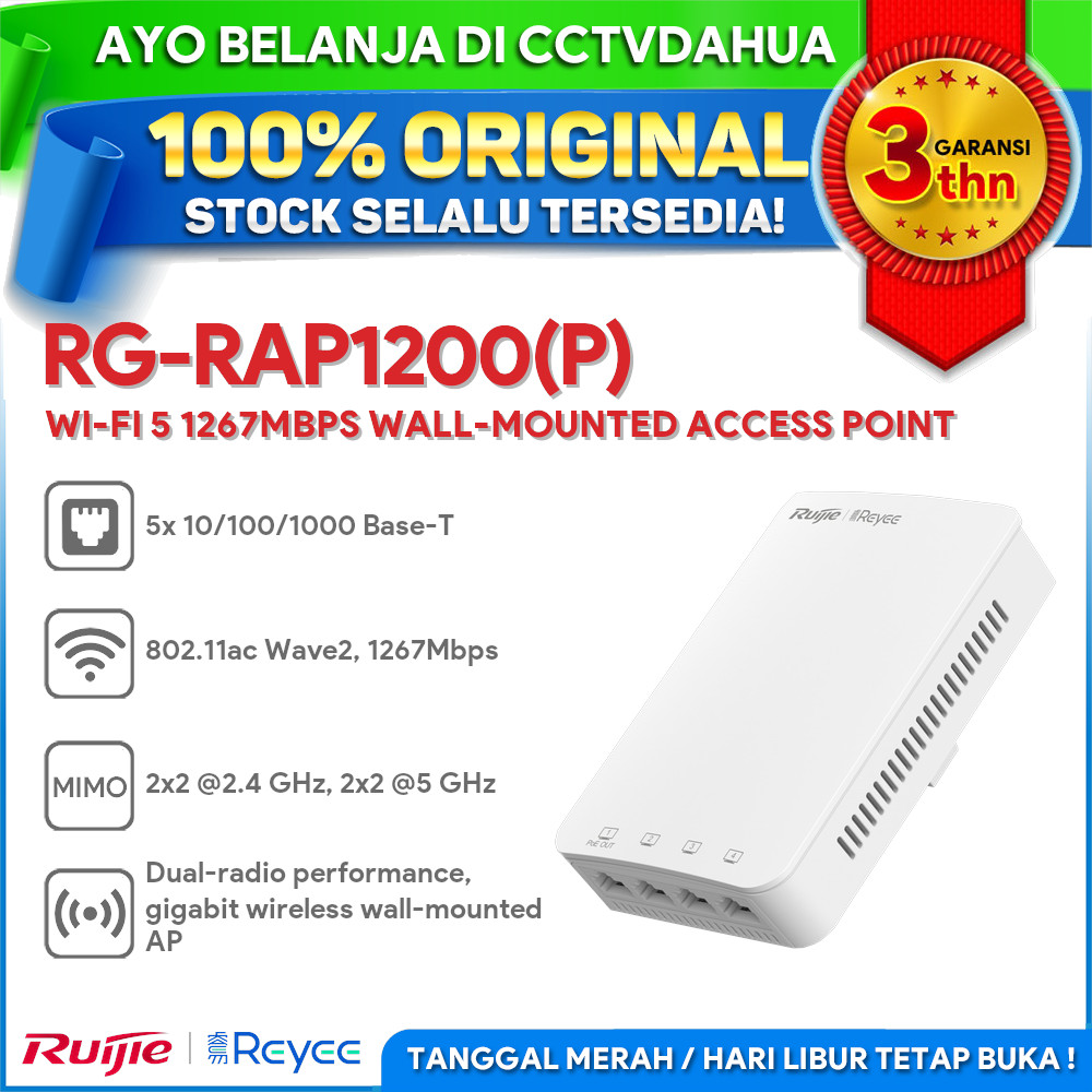 Jual RUIJIE REYEE RG-RAP1200(P) WI-FI 5 1267MBPS WALL-MOUNTED ACCESS POINT | Shopee Indonesia