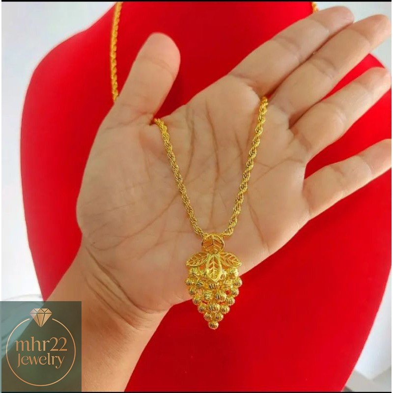 Jual (FREE Kalung Tambang) Liontin Motif Anggur Emas Asli 24k Kadar ...