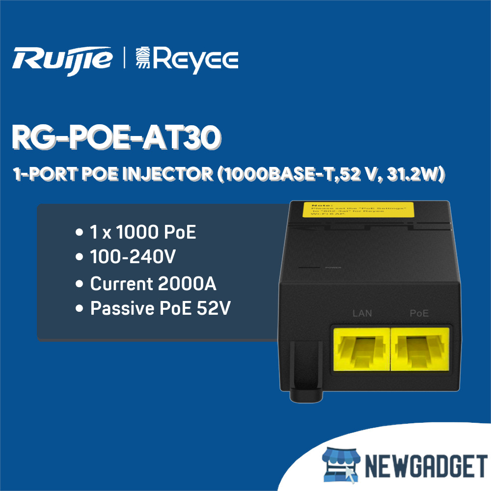 Jual RUIJIE REYEE RG-POE-AT30 1-PORT POE INJECTOR (1000BASE-T,52 V, 31.2W) | Shopee Indonesia