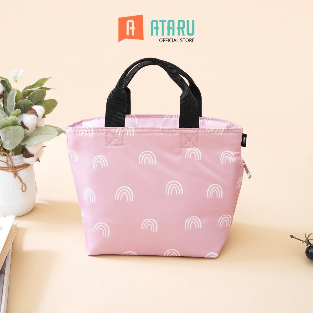 Jual Ataru Tas Bekal Makanan Thermal Motif Print - Pink Lunch Bag Food ...