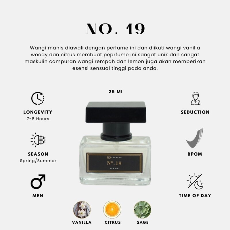 Jual Farbash Parfum NO.19 - Parfum Pria 25 ML | Shopee Indonesia