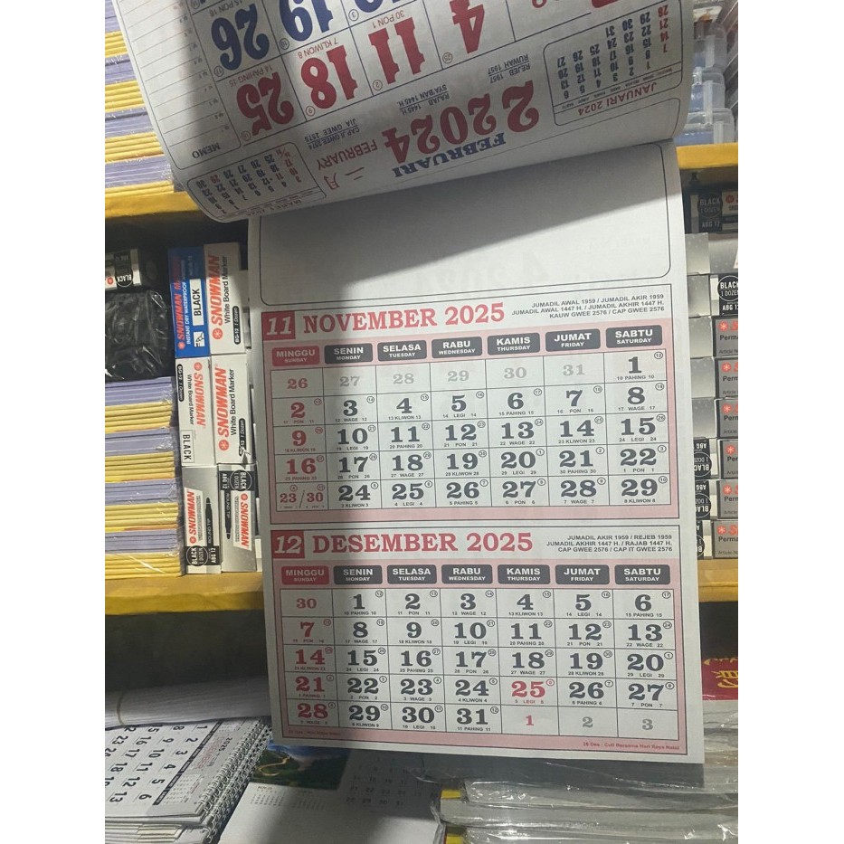Jual Kalender Kerja Dwibulan (6 lembar) ukuran 32 x 48 cm tahun 2025 ...