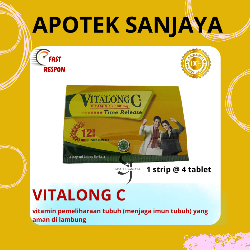 Jual VITALONG C TIME RELEASE/ AMPLOP/ ISI 4 TABLET/ VITAMIN C 500MG ...
