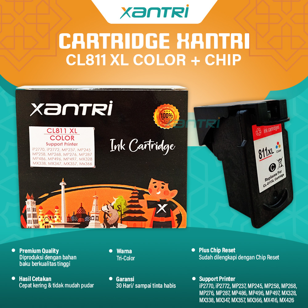Jual Xantri - Cartridge Xantri Plus Chip Reset PG810 810XL Black CL811 ...