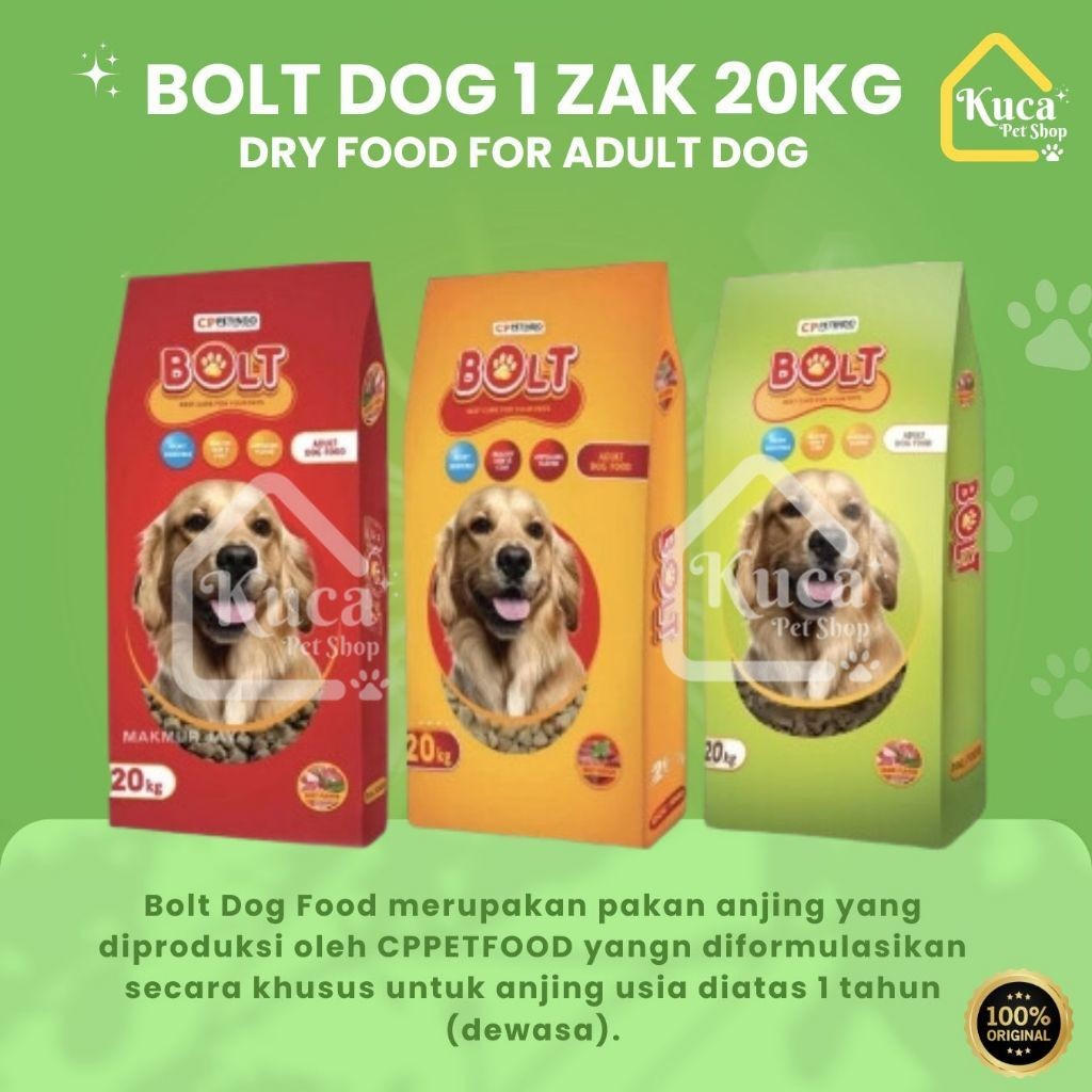 Jual Bolt Dog 20kg Dog Food BOLT Zak 20 kg Makanan Kering Anjing 20 kg ...