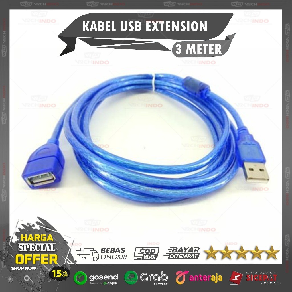 Jual Kabel Sambungan Pemanjang USB Extender / Extention 300CM / 3M / 3 ...