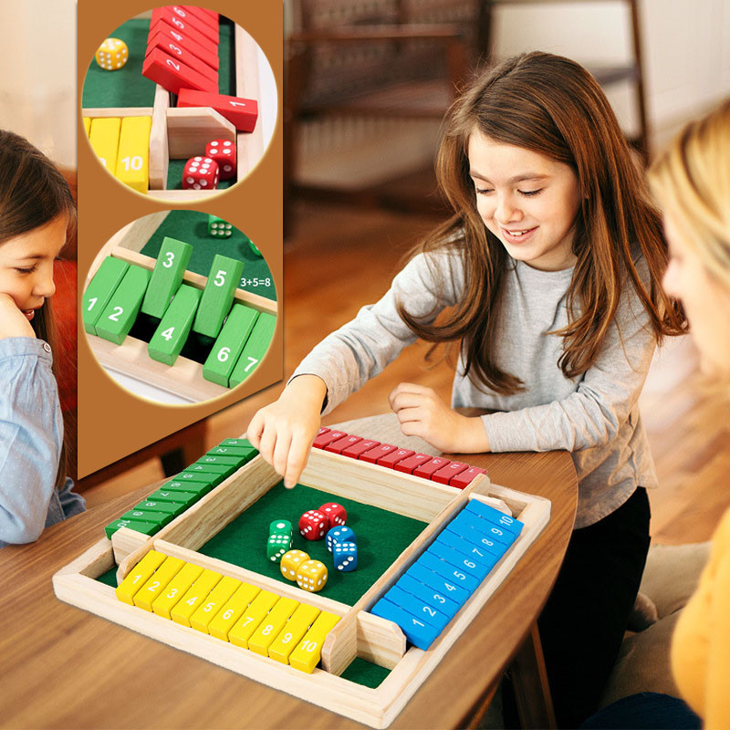 Jual 4 Warna Mainan Board Game Dadu Shut The Box Angka Shut The Box ...