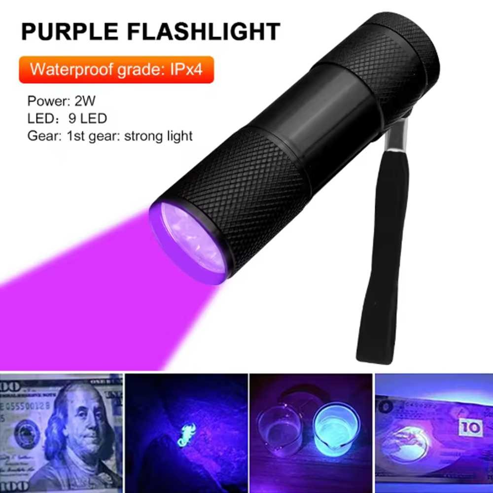 Jual Topcomm Senter UV Ultraviolet Flashlight 395nm IPX4 9 LED 2W ...