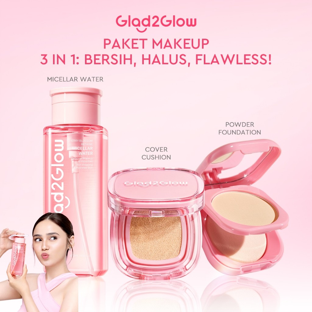 Jual Glad2Glow Set Makeup Lengkap 3in1 Cherry Blossom Betaine Micellar ...