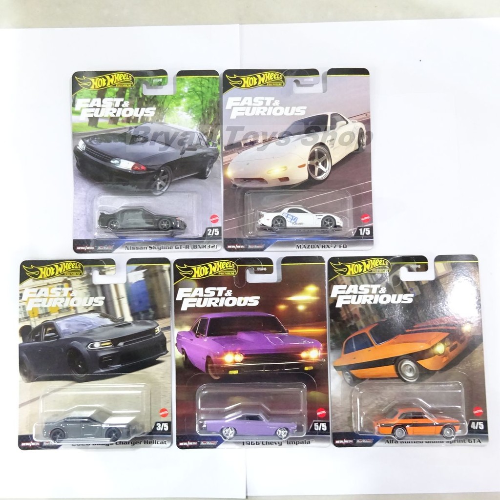 Jual Hot Wheels Premium Fast & Furious Set Isi 5 Pcs Mazda RX-7 Skyline ...