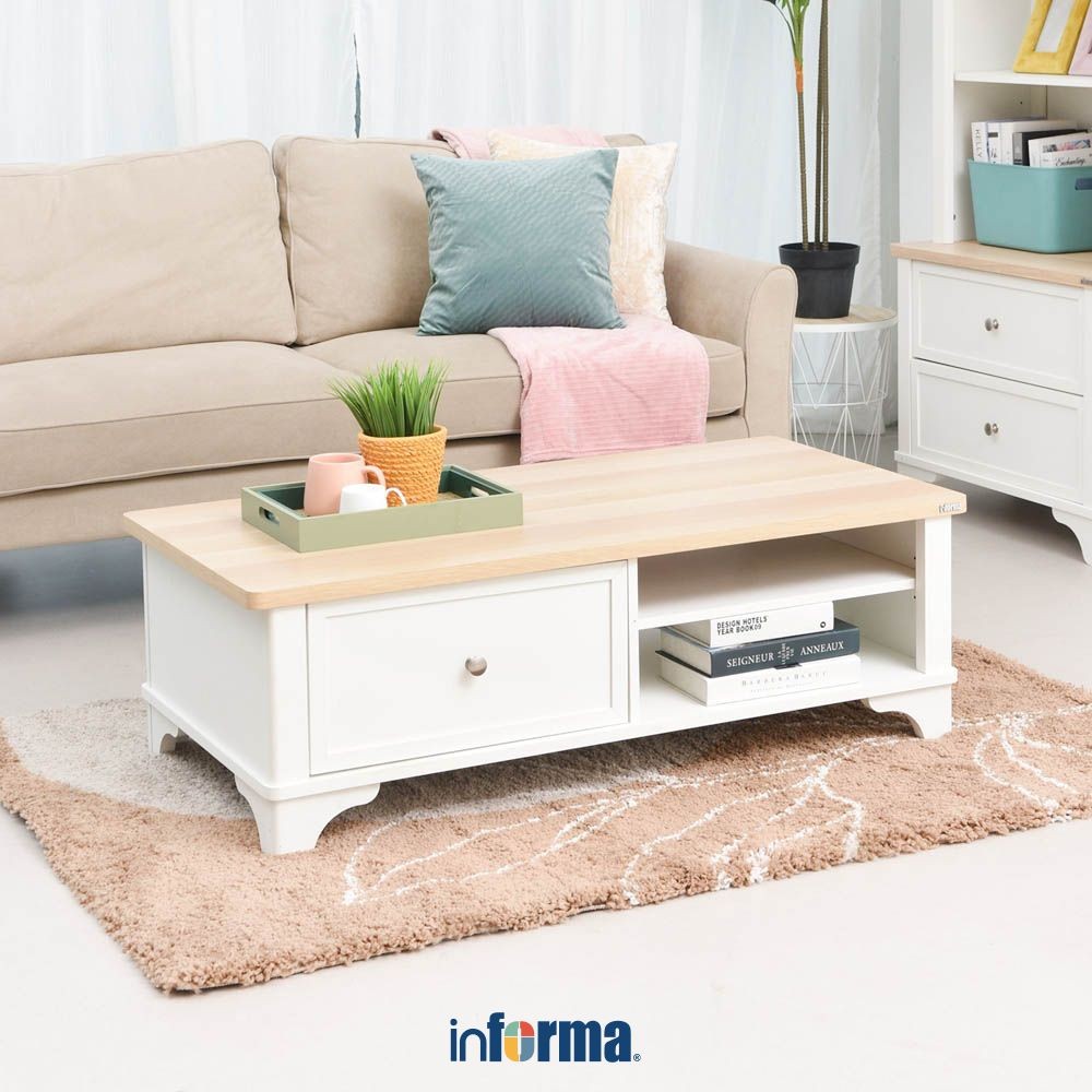 Jual Informa Cascade Meja Tamu Rectangle - Putih Oak Coffee Table Meja ...