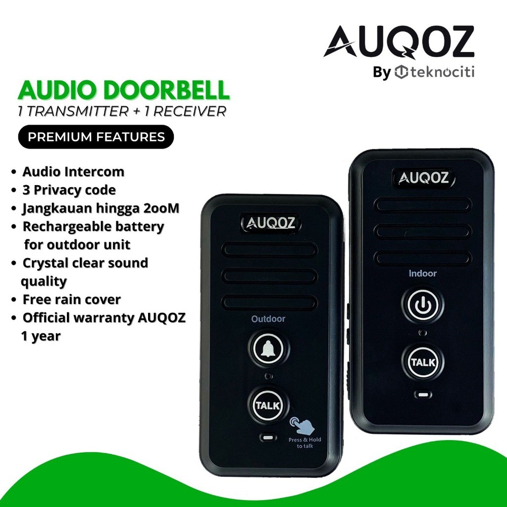 Jual AUQOZ Two-Way Wireless Audio Intercom Doorbell - Bel Pintu Rumah ...