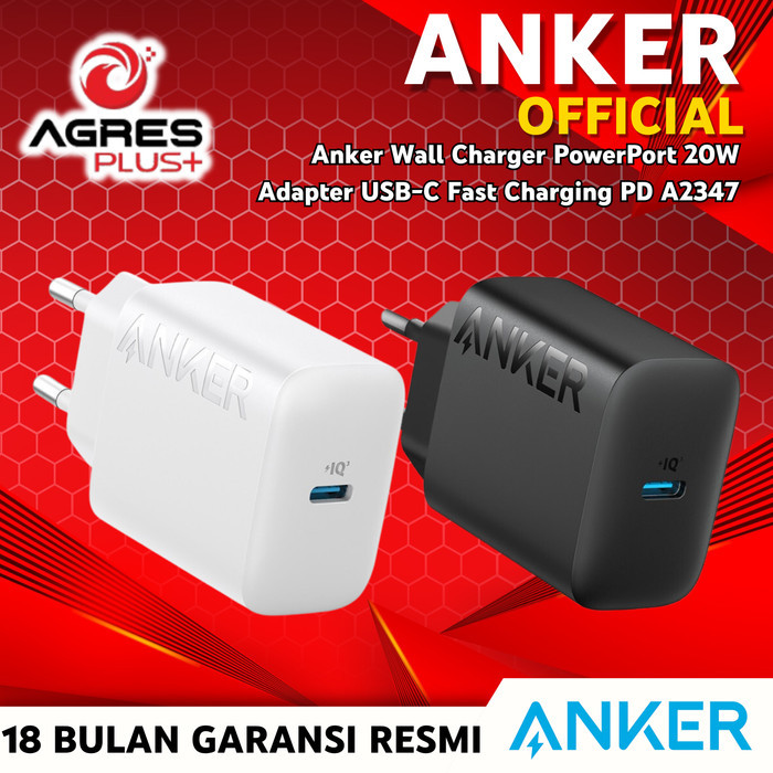 Jual Anker Wall Charger PowerPort 20W Adapter USB-C Fast Charging PD ...