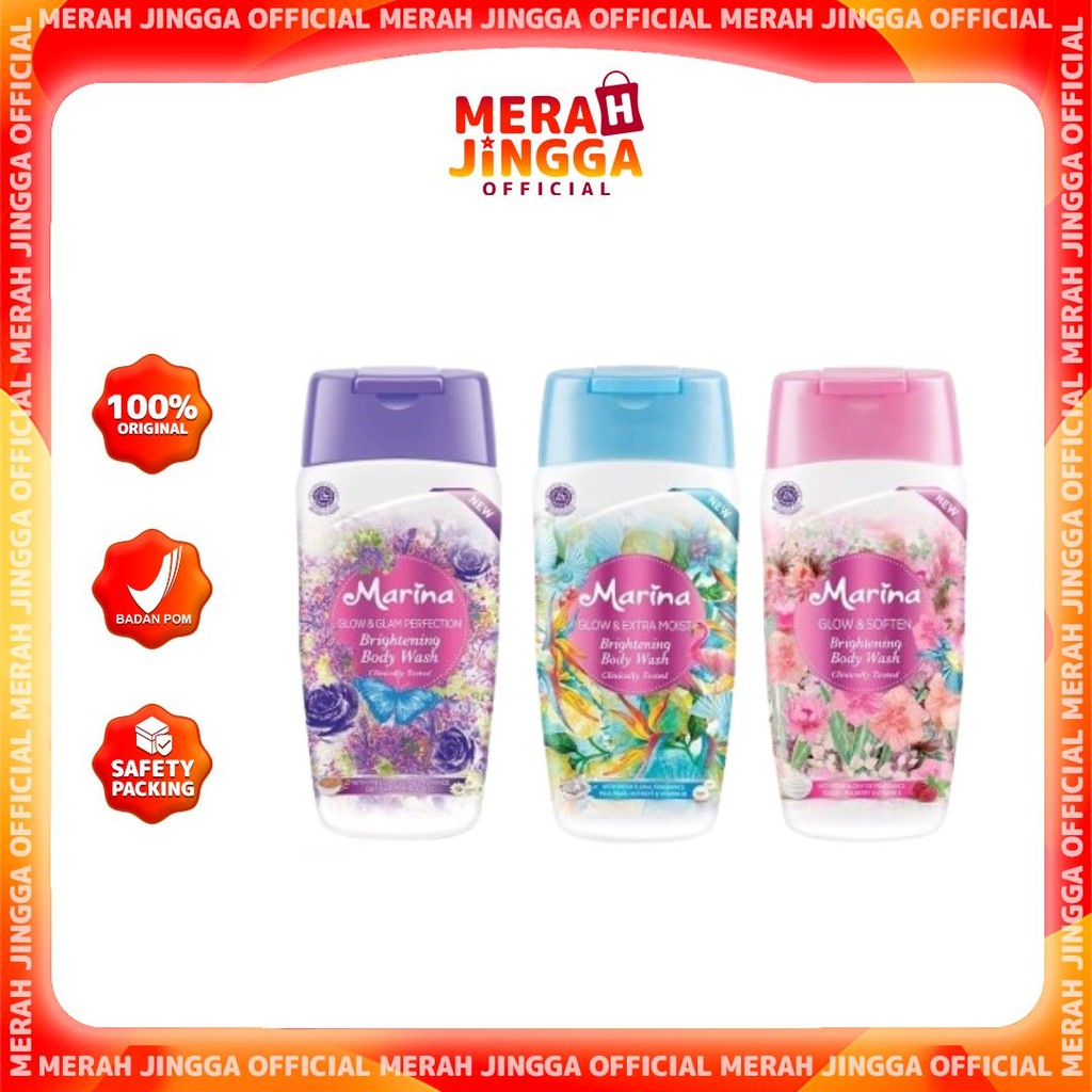 Jual Marina Brightening Body Wash Botol 95ml | Merah Jingga Official | Shopee Indonesia