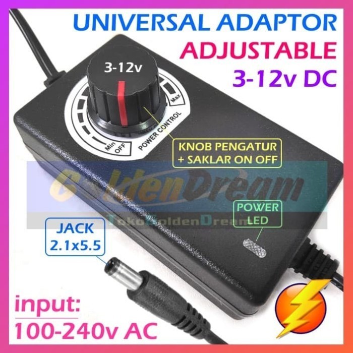 Jual Adaptor UNIVERSAL 3v 5v 6v 7,5v, 9v 12v DC 2A Power Supply Multi ...