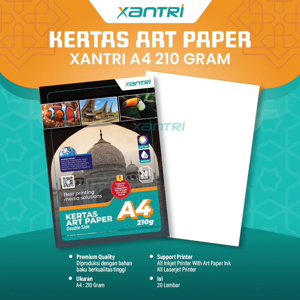 Jual Xantri - 20 Pcs Kertas Art Paper A4 210gsm 210 Gsm Print Foto ...