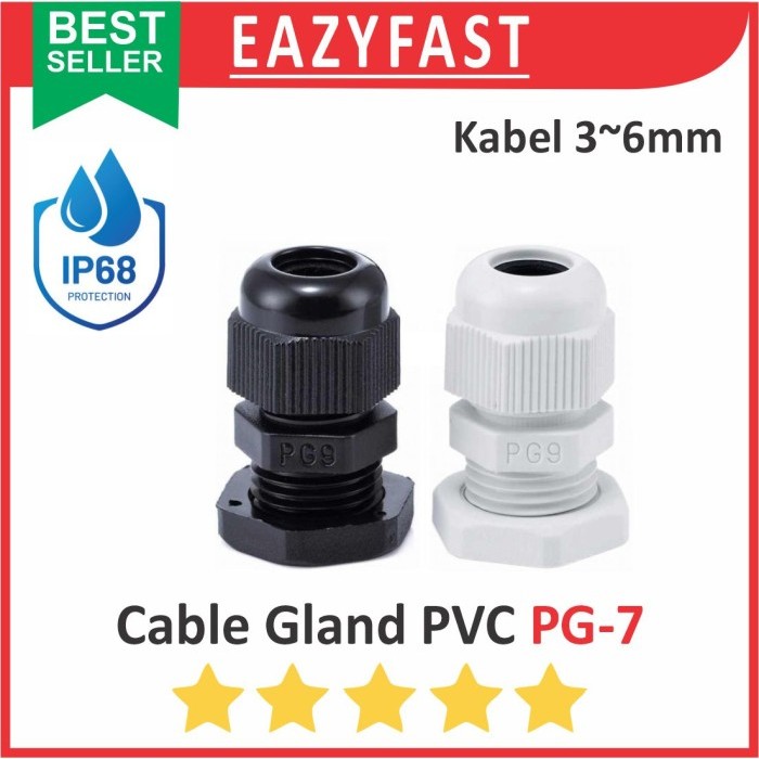 Jual Kabel Cable Gland PG7 PG 7 PVC Waterproof IP68 Water Proof IP 68 Hitam Putih Glen Box Panel ...