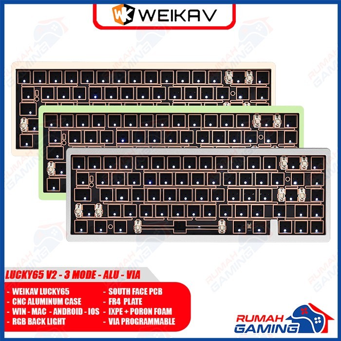 Jual WEIKAV LUCKY65 V2 - 65% - Aluminum - FR4 Gasket - South Face RGB - Mechanical Keyboard ...