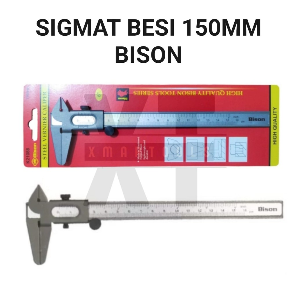 Jual Sigmat Besi Metal Steel 6" BISON - Sketmat Jangka Sorong Vernier Caliper 6 Inchi 150mm ...