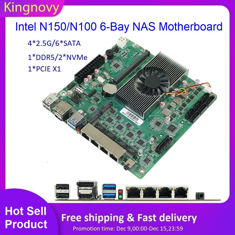 Jual Topton Intel N150 6-Bay NAS Motherboard N100 6*SATA3.0 4*2.5G i226 ...