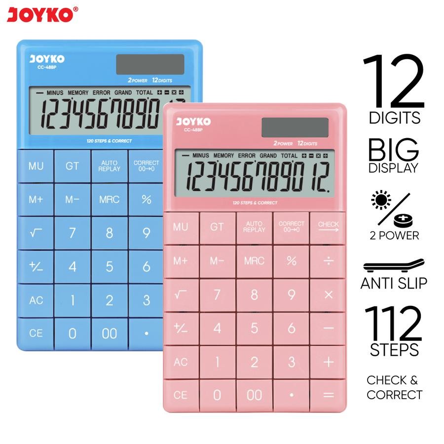 Jual Kalkulator JOYKO CC-48BP CHECK & CORRECT 12 DIGIT / CALCULATOR WARNA PASTEL Cek Ulang ...