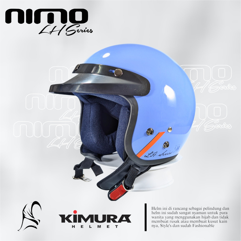 Jual Helm Retro Nimo LH Series Friendly Half Face Helem LV Blue Wanita ...
