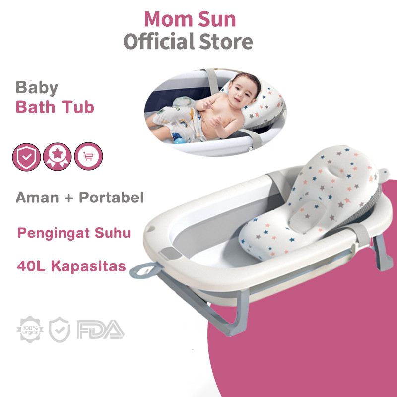 Jual Mom Sun Foldable Baby Bath Tub Dengan Bantal Mandi Bak Mandi Bayi ...