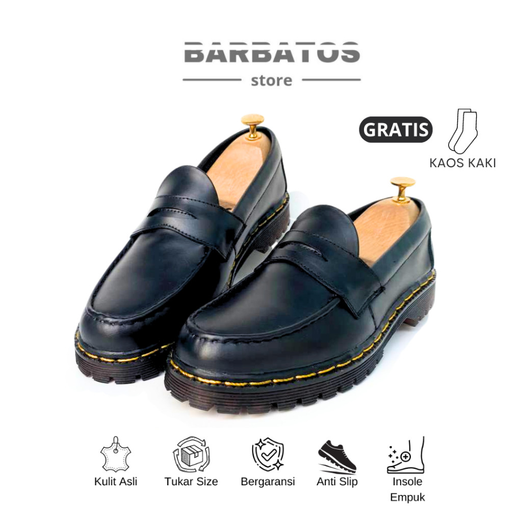 Jual Barbatos x Skena Sepatu Docmart Loafer Penny Kulit Asli Pria ...