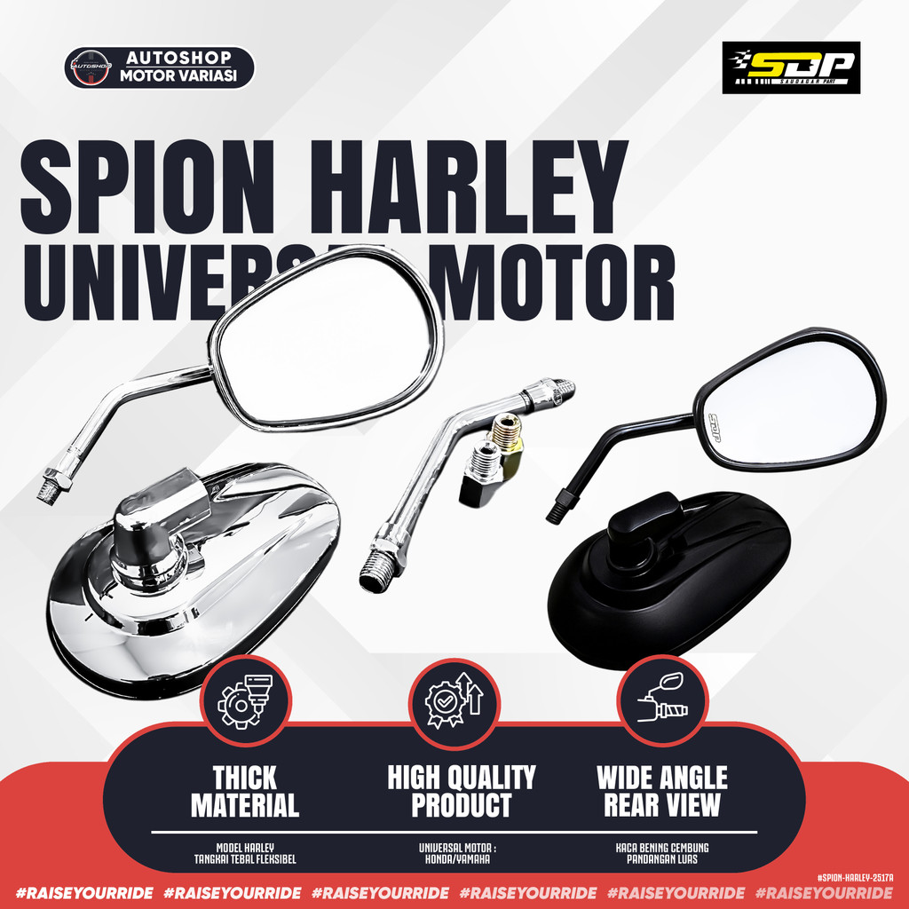 Jual Spion HARLEY Chrome Universal – Tangkai Besi Kuat | PNP Motor ...