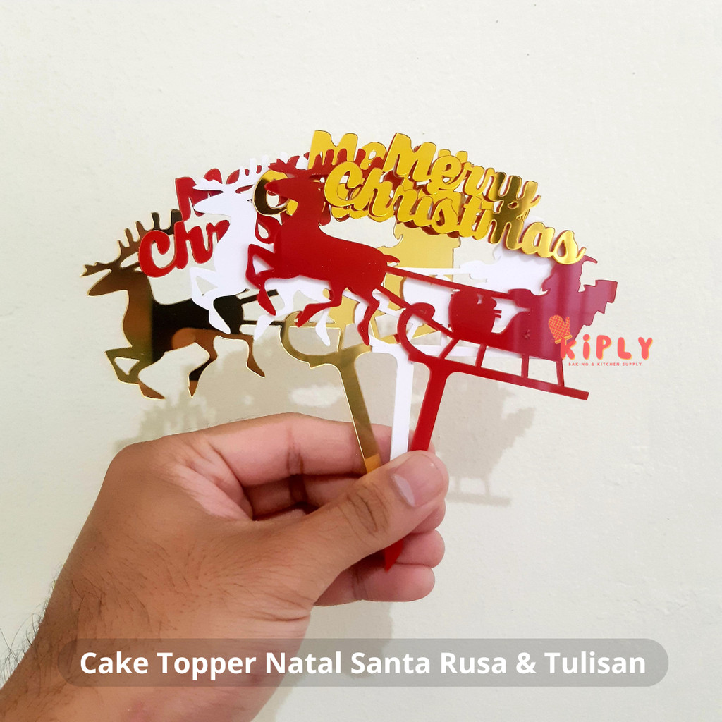 Jual Cake Topper Natal Santa Rusa & Tulisan/Topper Dekorasi Kue Natal ...