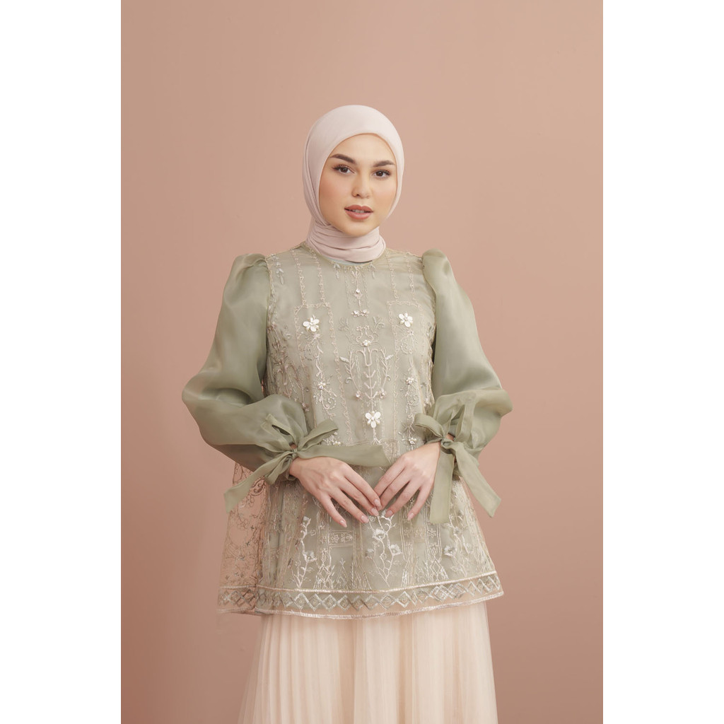 Jual Klamby - Lea Blouse Set Palace Green | Shopee Indonesia